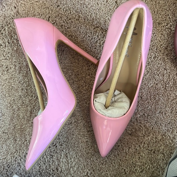 Mixx Shuz | Shoes | Pink Closed Toe Fashion Nova Heels | Poshmark